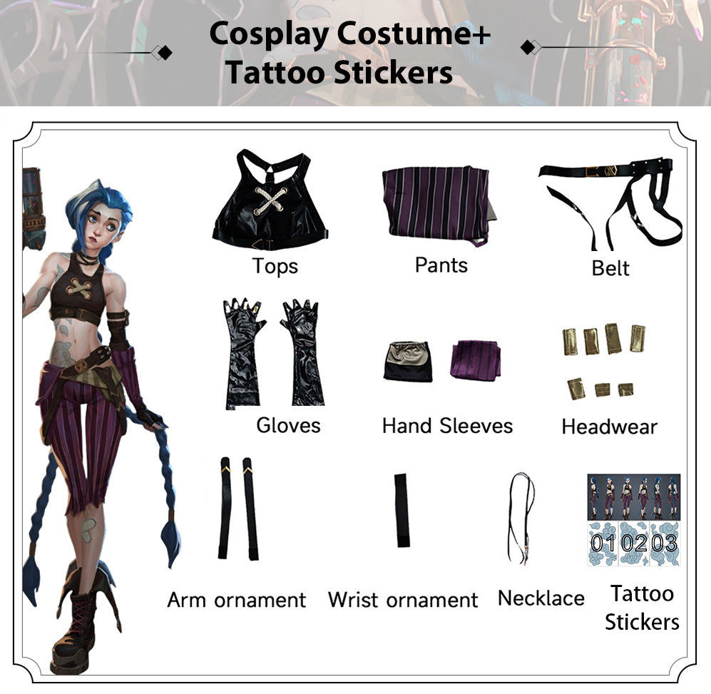Arcane League of Legends LOL Arcane Jinx Halloween Cosplay Costume ...